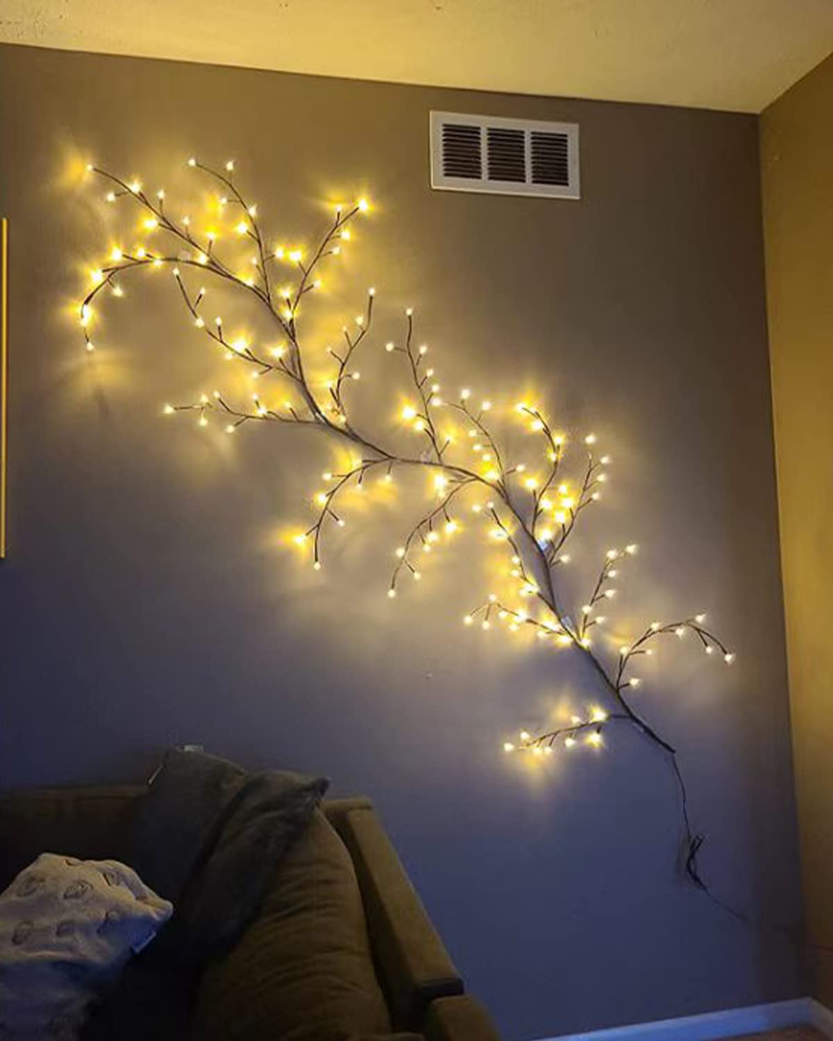 LKGOOD Vines for Room Decor with Remote Control On/Off Timmer Dim,7.5FT Artificial Plants Tree Willow Vine Lights Plug in 144 LEDs for Walls Bedroom,Living Room,Indoor Home Decoration(Brown)