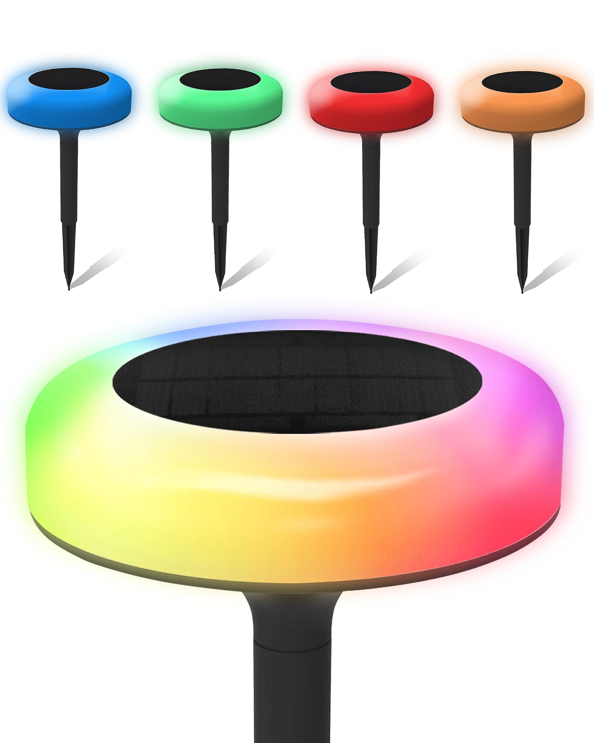 Bell+Howell VIVIDISK LED Solar Garden Lights Easy to Install Color Changing 4 Pk Solar Pathway Lights/Yard Lights, Solar Landscape Lights Solar Powered Waterproof, Lawn/Walkway/Driveway Lights…