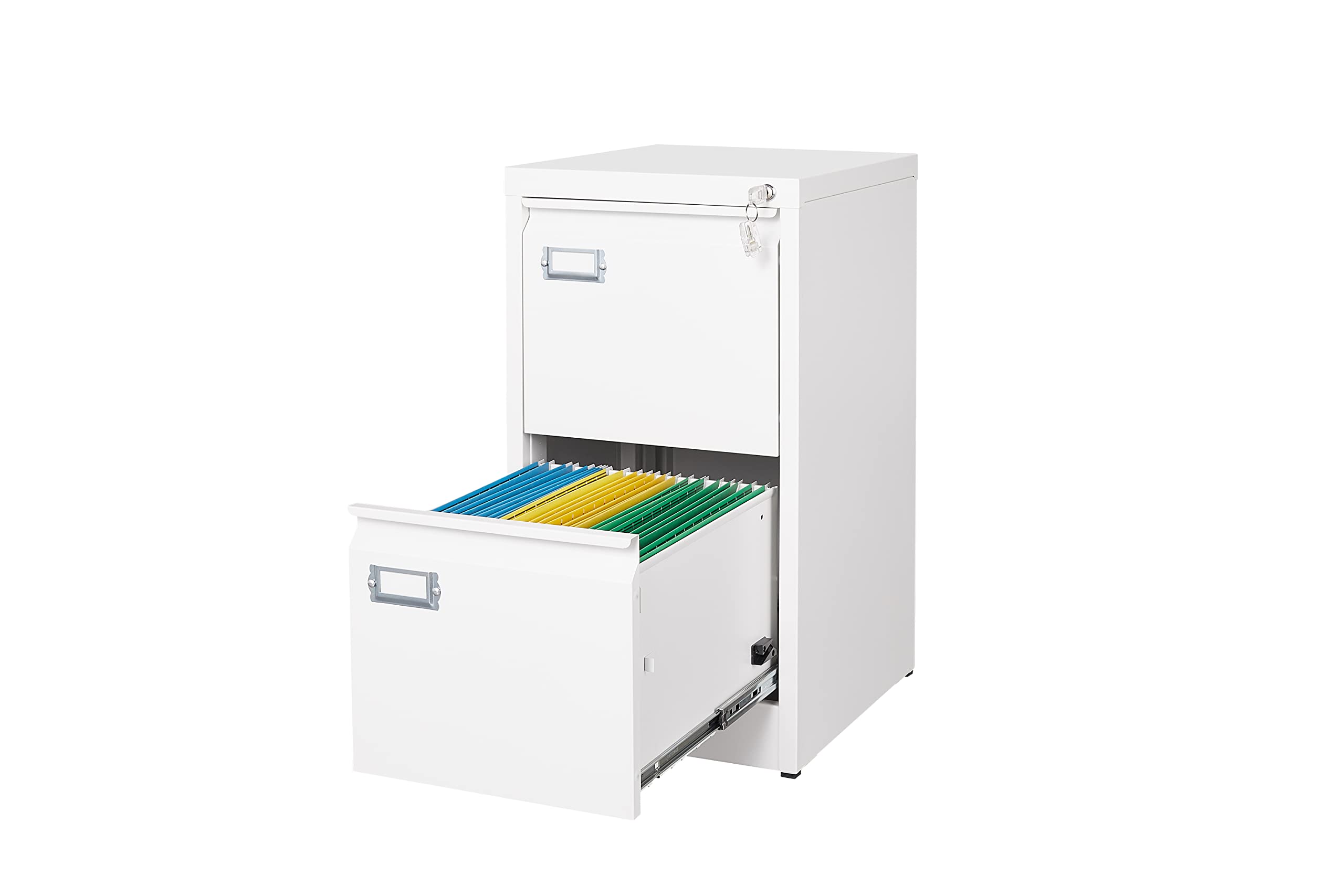 AFAIF 2 Drawer File Cabinet with Lock, Cabinets for Home Office,18/'' Deep Vertical Metal White Office Storage Organizer Letter/Legal / A4 F4 Size, and Folders, 2 Drawer-white