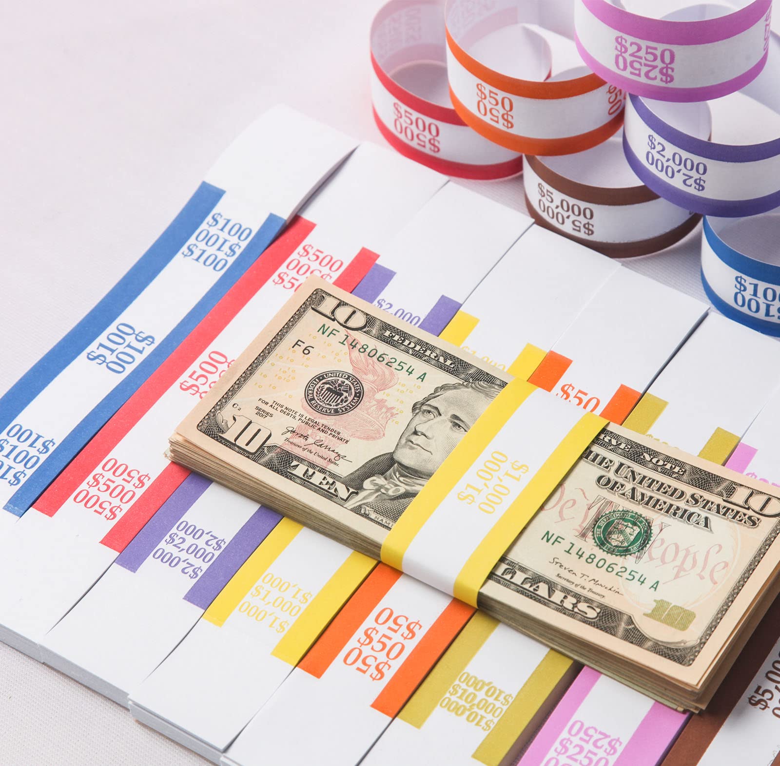 NUCOUN Pack of 400 Currency Band Bundles,Self-Adhesive,Money Bands for Cash,Bills Currency Straps,Organizer Dollar