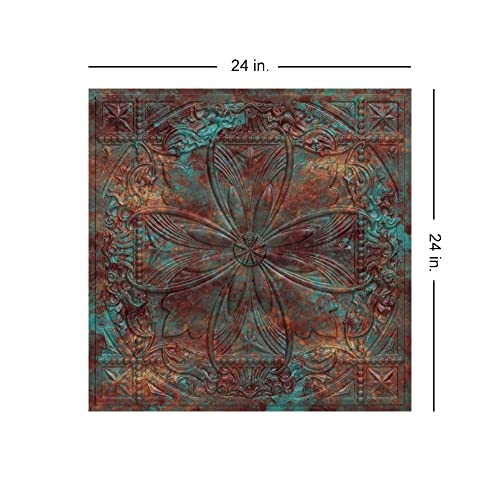 From Plain To Beautiful In Hours 337rp-24x24-25 Helena PVC 2' x 2' Lay-in or Glue-up Ceiling Tile (Covers / 100 sq.ft), Rustic Patina, 25