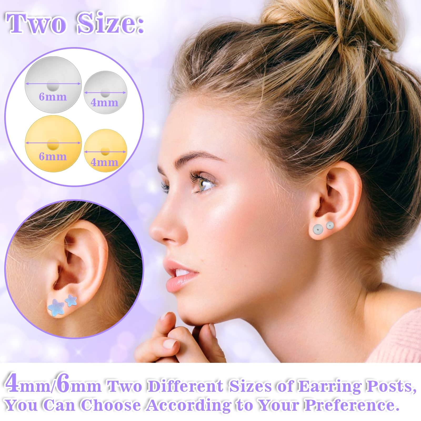 anezus Jewelry Glue with Earring Posts for Jewelry Making, 600pcs Stainless Steel Earring Posts and Backs Silver and Gold Earring Posts with Rubber Earring Backs for Earring Making Supplies
