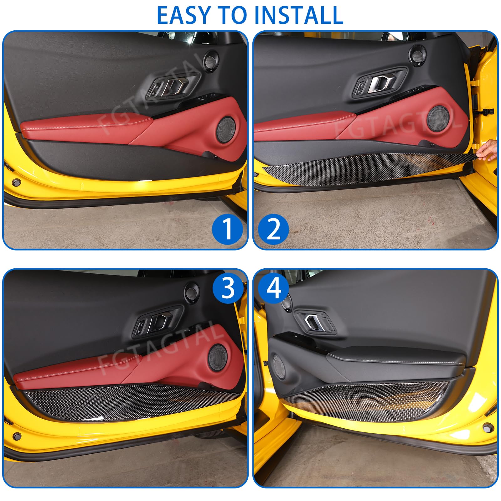 Soft Carbon Fiber Car Door Anti Kick Panel Trim Sticker Fit for Toyot@ Supra GR A90 A91 MK5 2019-2024, Inner Door Anti Kick Decorative Panel Protection Accessories, 2PCS
