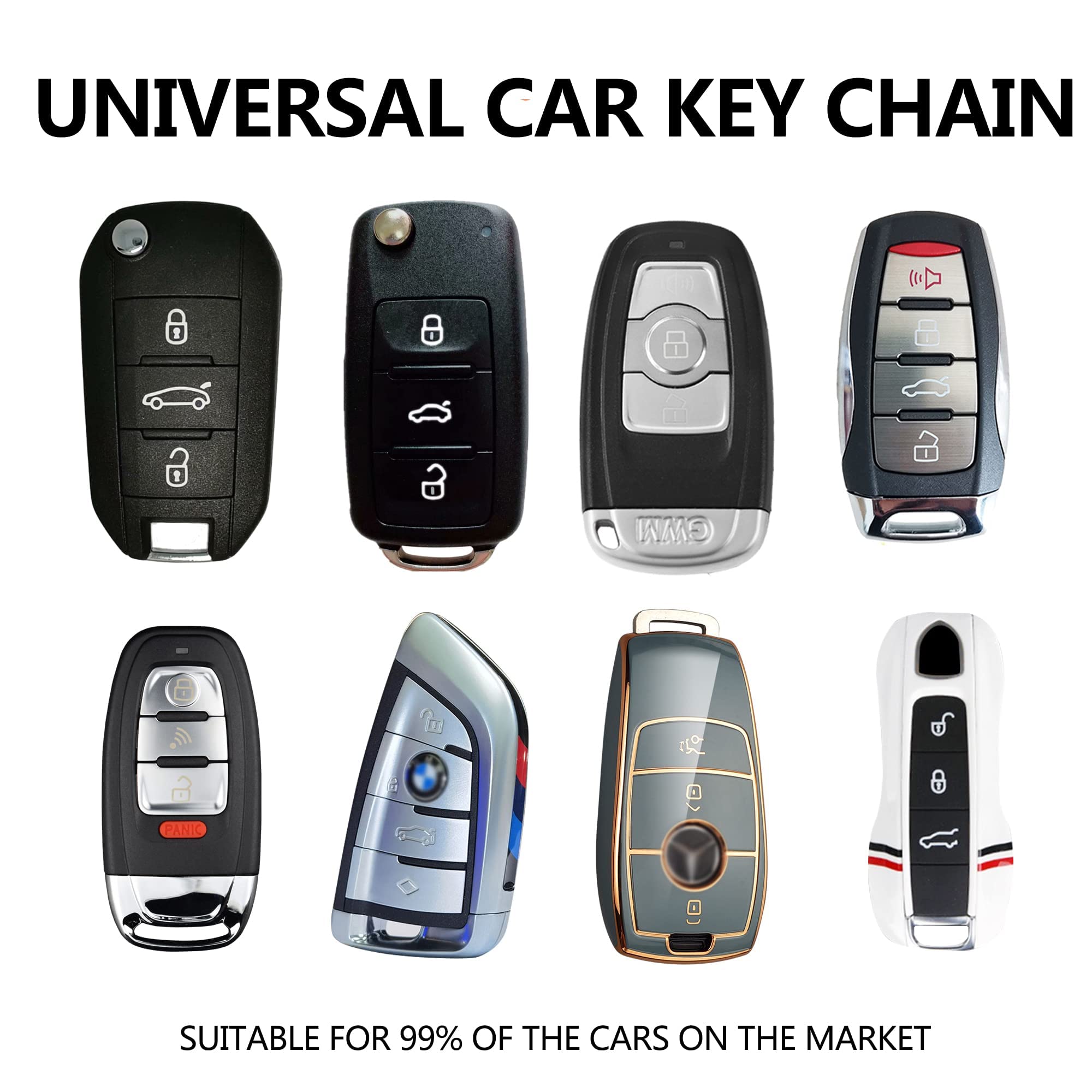 wedfish Minimalist Car Key Chain Clip for Men and Women,Heavy Duty Anti-Lost D-Ring&Woven Strap Stylish Design Fits All Car Keys
