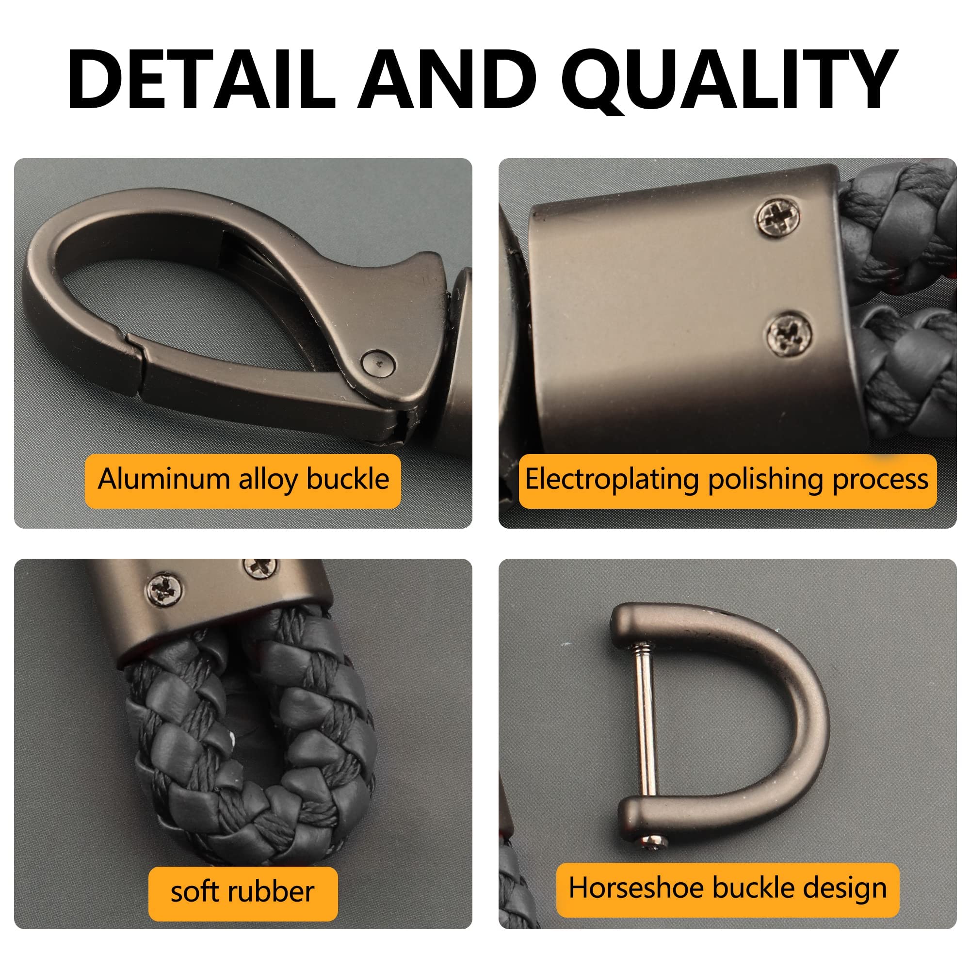 wedfish Minimalist Car Key Chain Clip for Men and Women,Heavy Duty Anti-Lost D-Ring&Woven Strap Stylish Design Fits All Car Keys