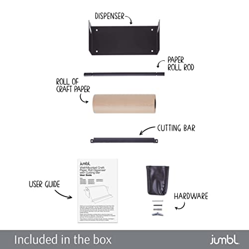 Jumbl 12” Wall Mounted Kraft Paper Dispenser | Hanging Paper Roll with Cutter for Kitchen, DIY Room, Office, Business, & More | Great for to-Do Lists, Menus, Grocery Lists, & Art Projects