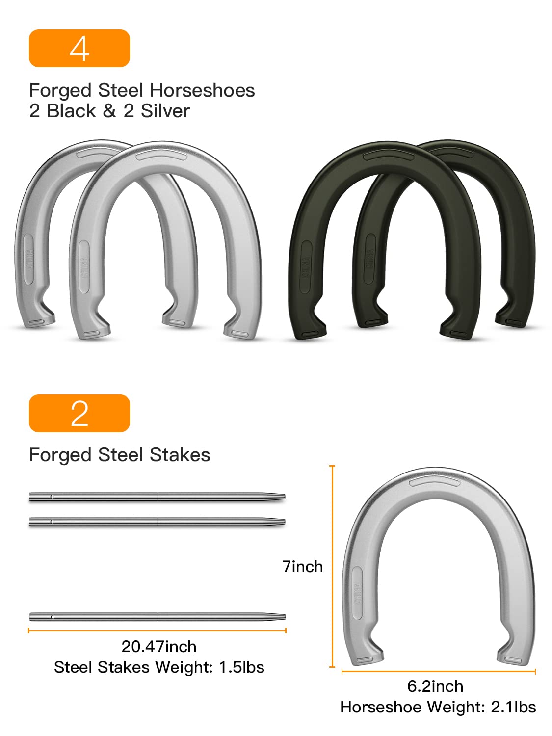 Horseshoe Tossing Game Kit & Pickleball Net with 4 Pickleballs