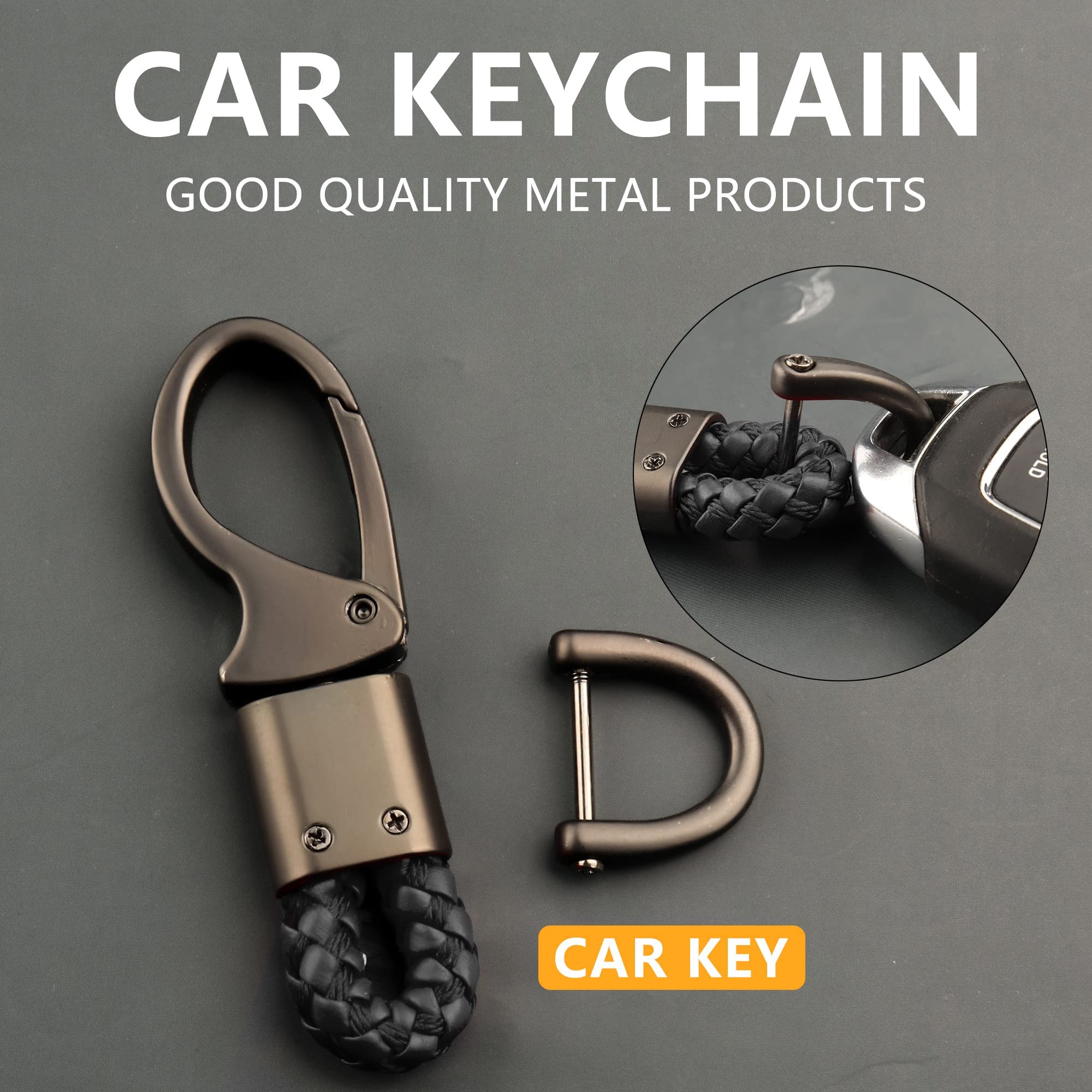 wedfish Minimalist Car Key Chain Clip for Men and Women,Heavy Duty Anti-Lost D-Ring&Woven Strap Stylish Design Fits All Car Keys