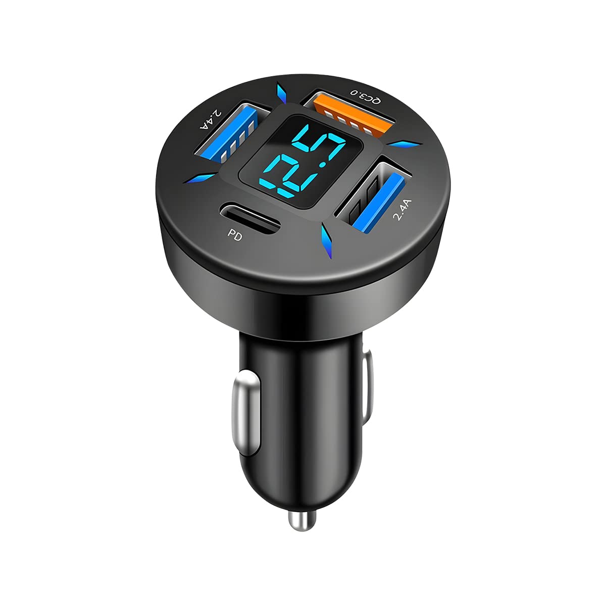 Ankuee 4 Ports USB Car Charger Adapter, Auto Portable PD 3.1/QC 3.0 Fast Charge Cigarette Lighter with Flush Fit Charging Plug, Compatible with iPhone 14 13 12, Samsung, S22 S21 (PD20W+QC3.0+2*2.4A)
