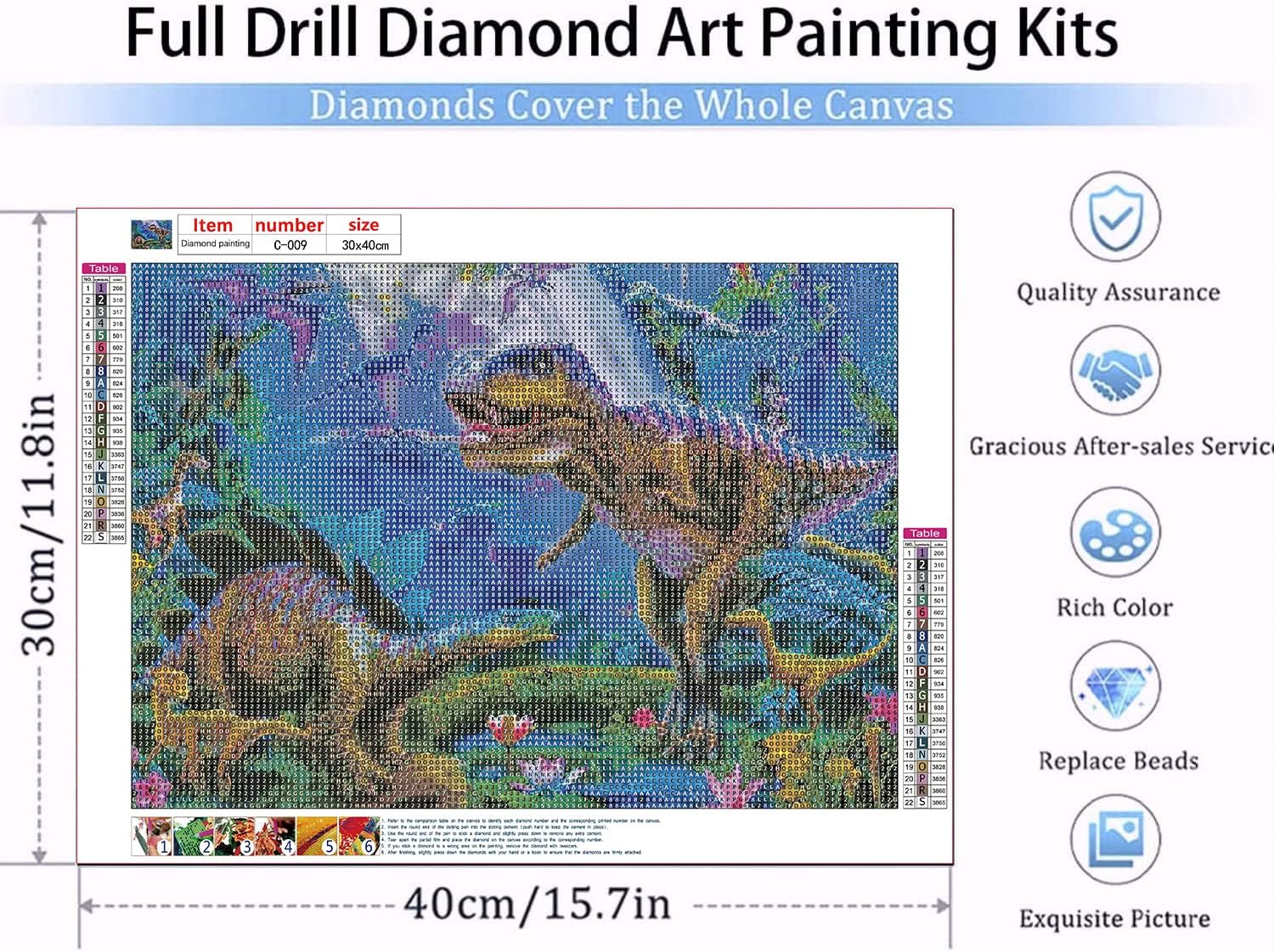 VeGuude Diamond Painting Kits for Adults -Dinosaur World DIY 5D Diamond Art Kits Full Drill Diamond Dots Paintings with Diamonds Gem Art and Crafts Home Decor 12x16inch