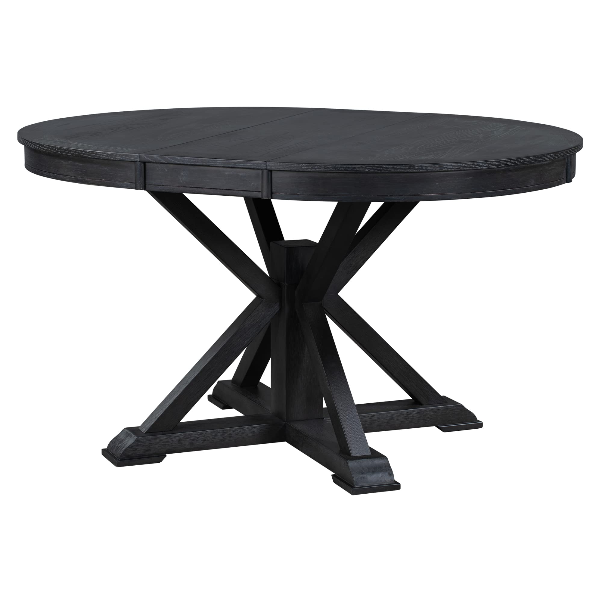 LUMISOL Wooden Extendable Round Dining Table and Chairs Set for 4-6 Persons Farmhouse 5 Piece Kitchen Table Set for Saving Space, Espresso Round
