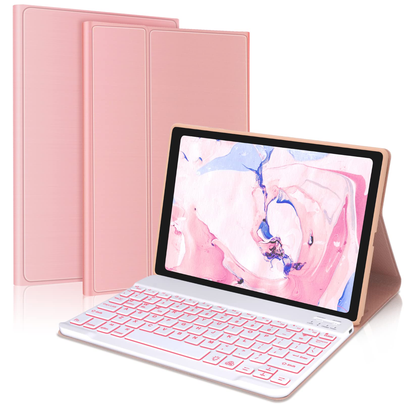 Keyboard Case for Samsung Galaxy Tab A8 10.5 inch 2022, 7 Colors Backlit & Magnetic Detachable Bluetooth Keyboard, Slim Soft Folio Tablet Cover Case for Tab A8 SM-X200/X205/X207, Auto Sleep/Wake Up