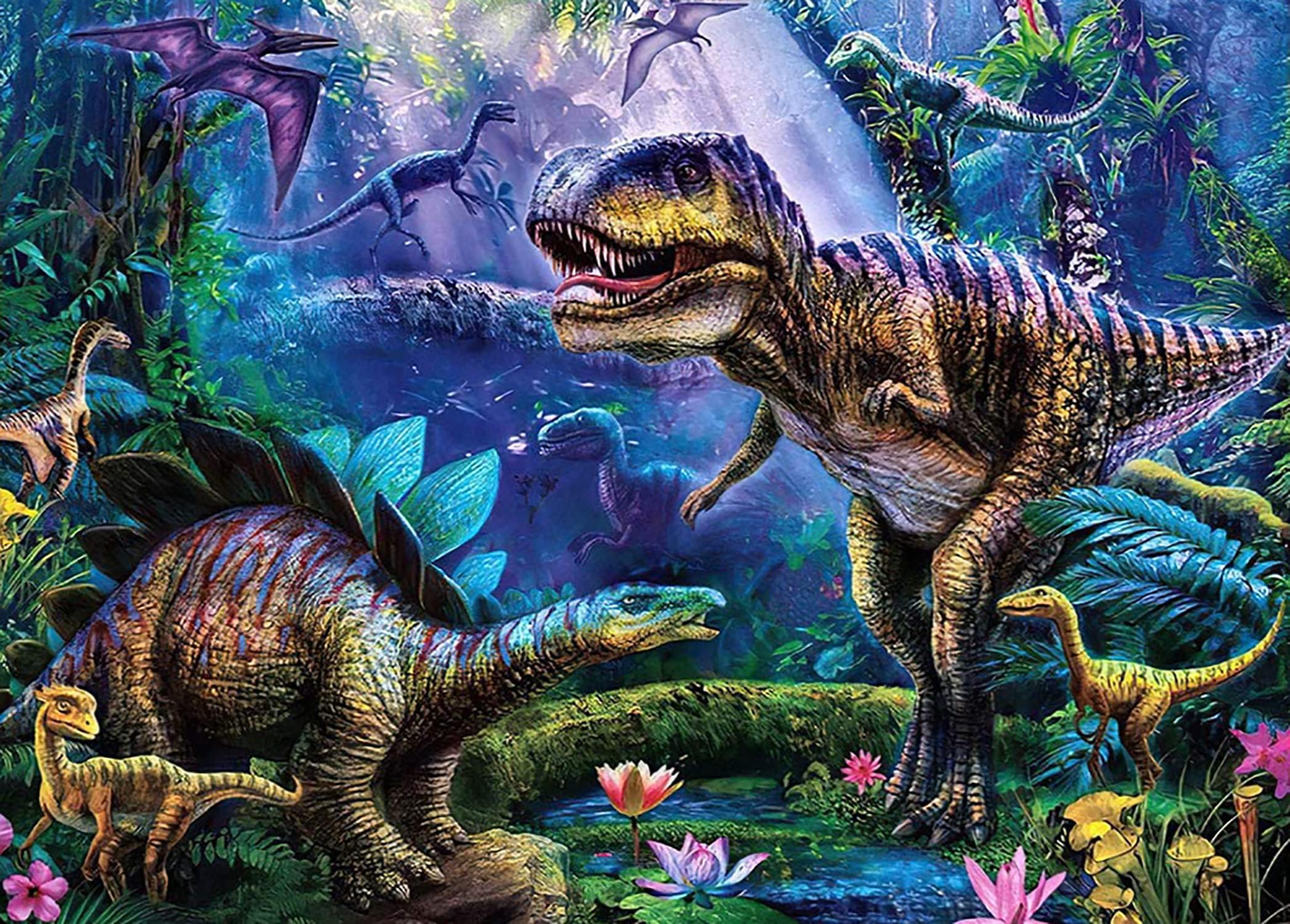 VeGuude Diamond Painting Kits for Adults -Dinosaur World DIY 5D Diamond Art Kits Full Drill Diamond Dots Paintings with Diamonds Gem Art and Crafts Home Decor 12x16inch