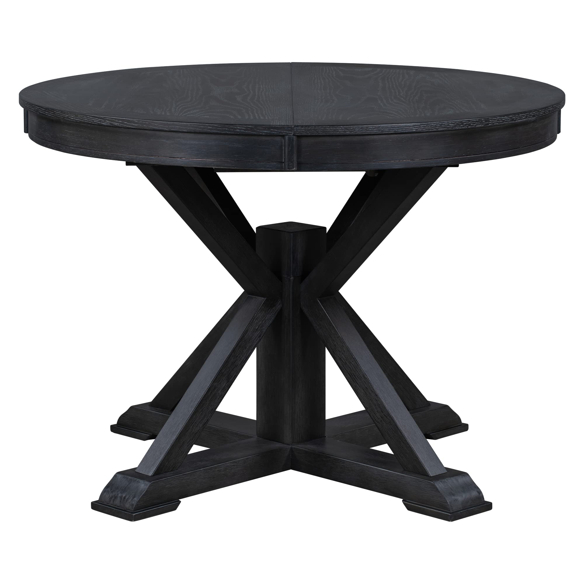 LUMISOL Wooden Extendable Round Dining Table and Chairs Set for 4-6 Persons Farmhouse 5 Piece Kitchen Table Set for Saving Space, Espresso Round