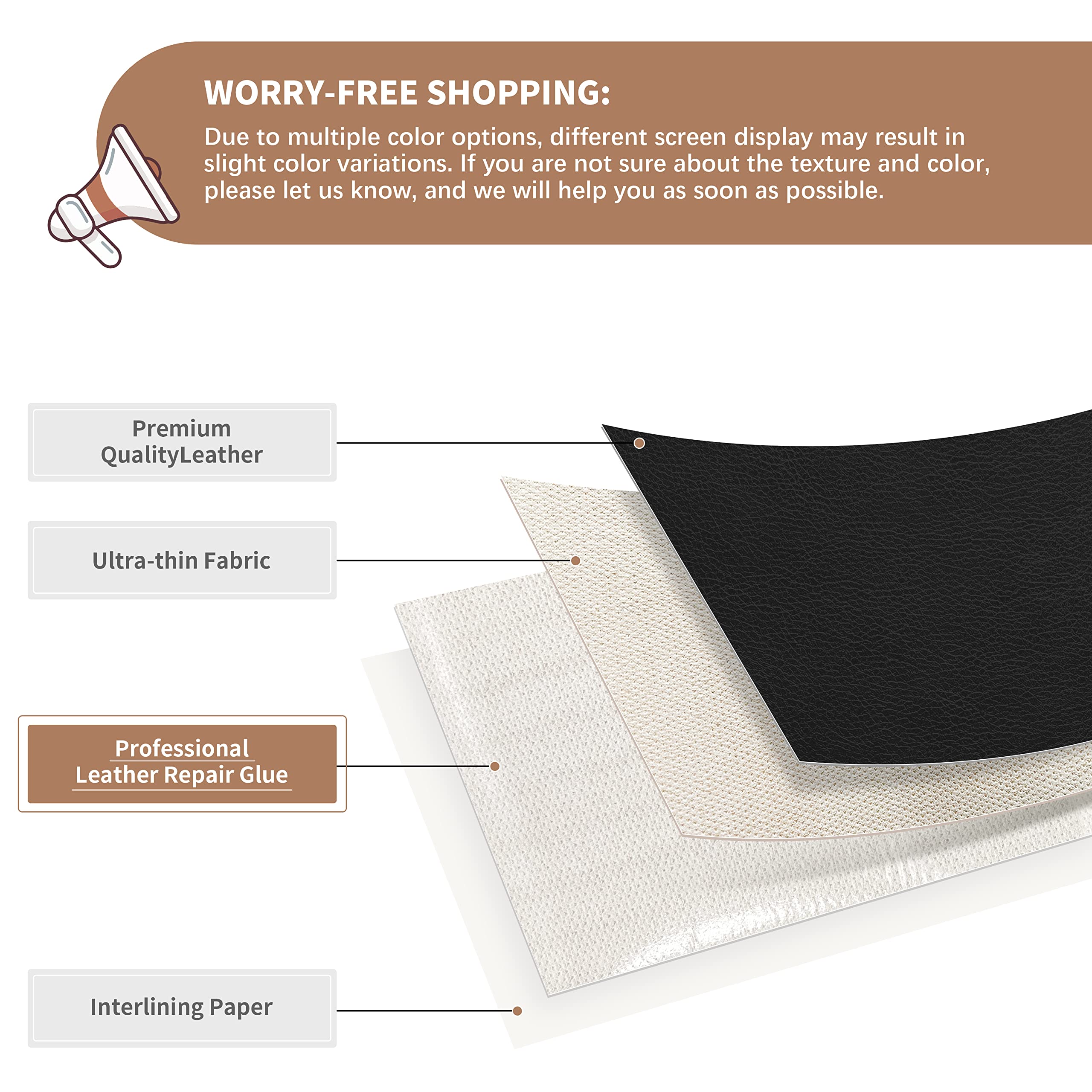 ONine Leather Repair Patch,Self-Adhesive Couch Patch,Multicolor Available Scratch Leather 5X7.9 Inch Peel and Stick for Sofas, Car Seats Hand Bags Jackets (Ink Black)