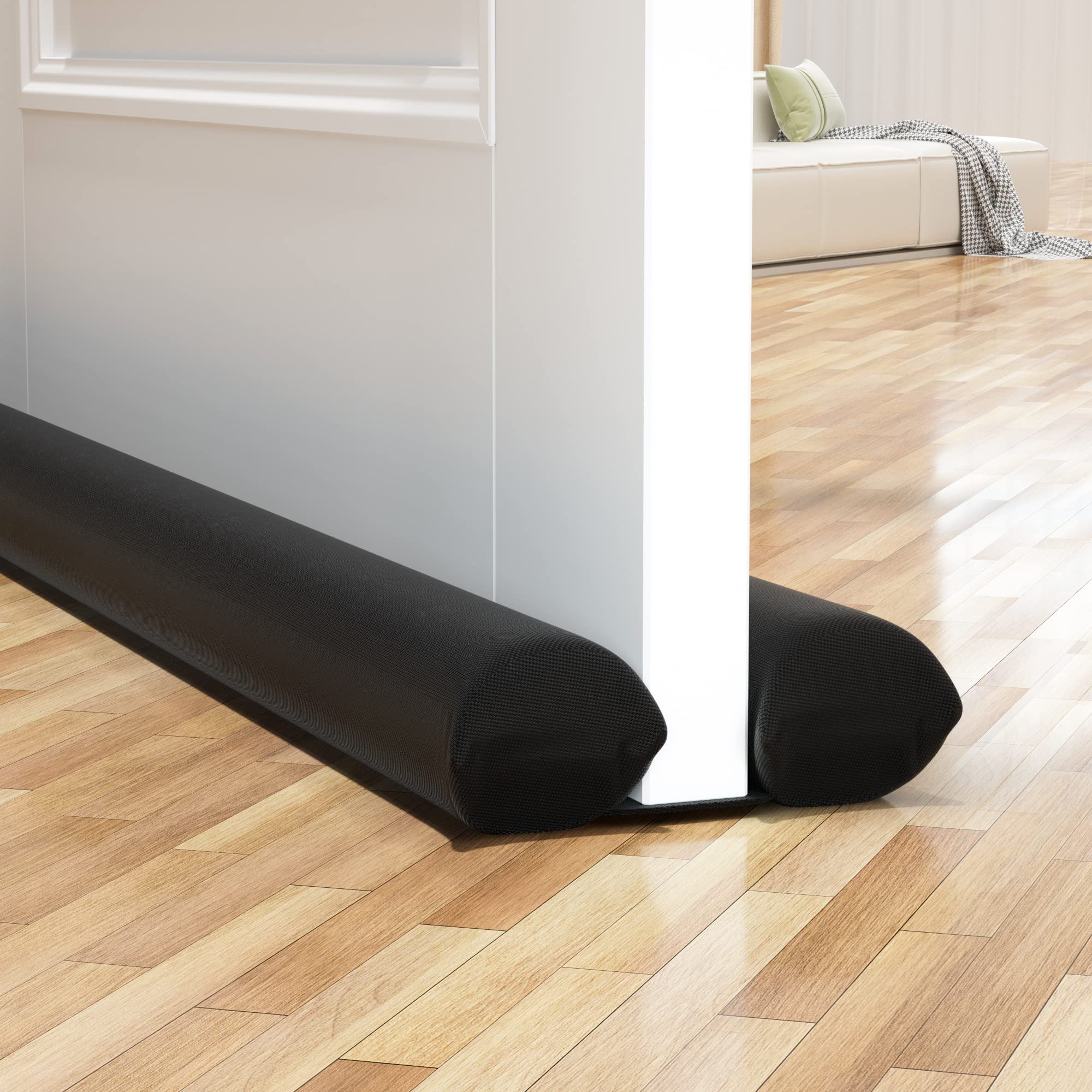 LEPAYU Door Draft Stopper Twin Double-Sided Under Door Noisy and Light Blocker with Durable Nylon Cover, 35 inch Adjustable Cold Air Breeze Blocker for Interior Doors and Windows