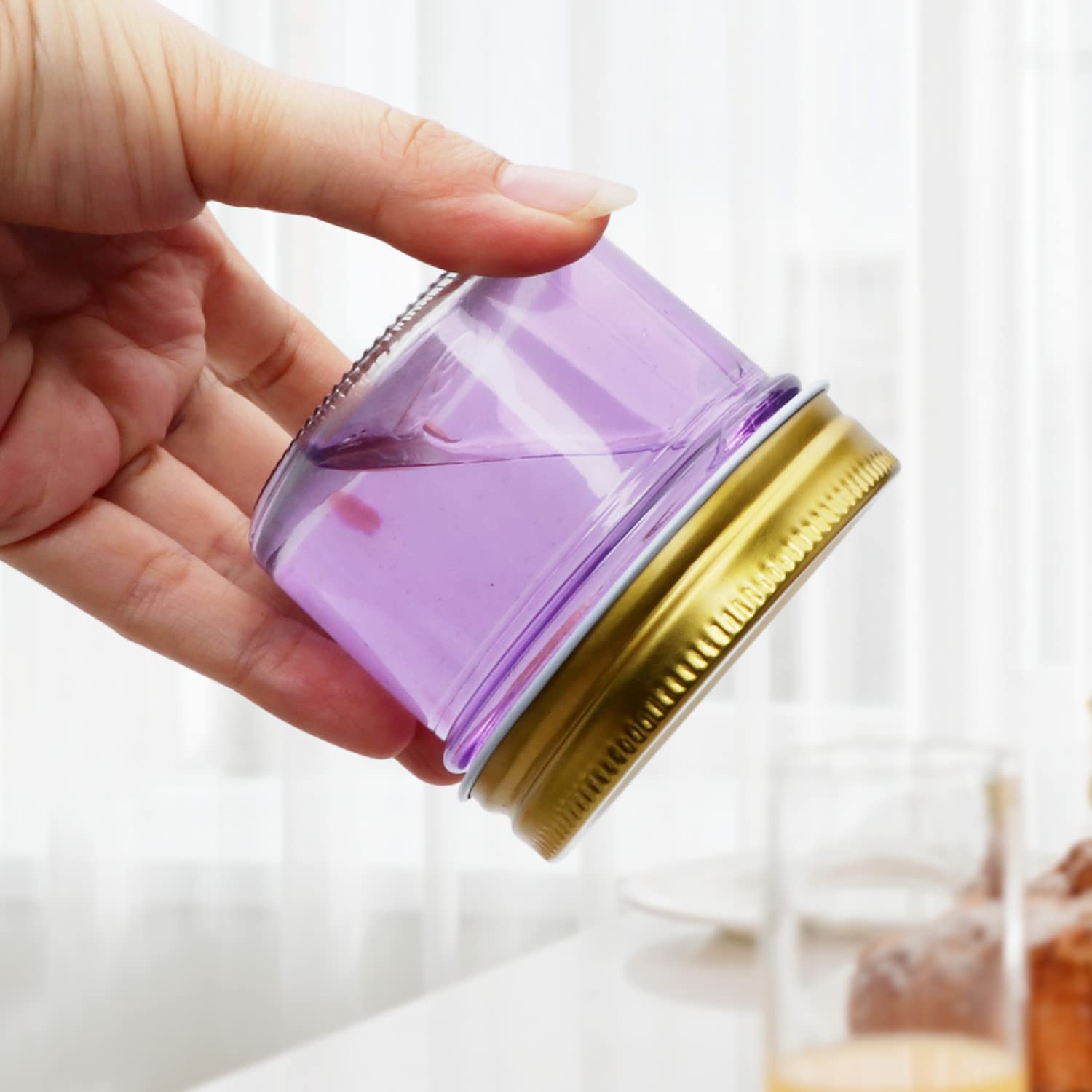 Encheng Glass Jars With Golden Lids 4oz,Small Glass Spice Jars For Herb,Jelly,Jams,Colorful Regular Mouth Manson Jars For Candle Holder,DIY Crafts,40 Pack