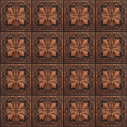 From Plain To Beautiful In Hours 337ac-24x24-25 Helena PVC 2' x 2' Lay-in or Glue-up Ceiling Tile (Covers / 100 sq.ft), Antique Copper, 25