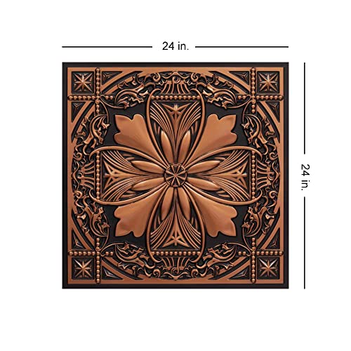 From Plain To Beautiful In Hours 337ac-24x24-25 Helena PVC 2' x 2' Lay-in or Glue-up Ceiling Tile (Covers / 100 sq.ft), Antique Copper, 25