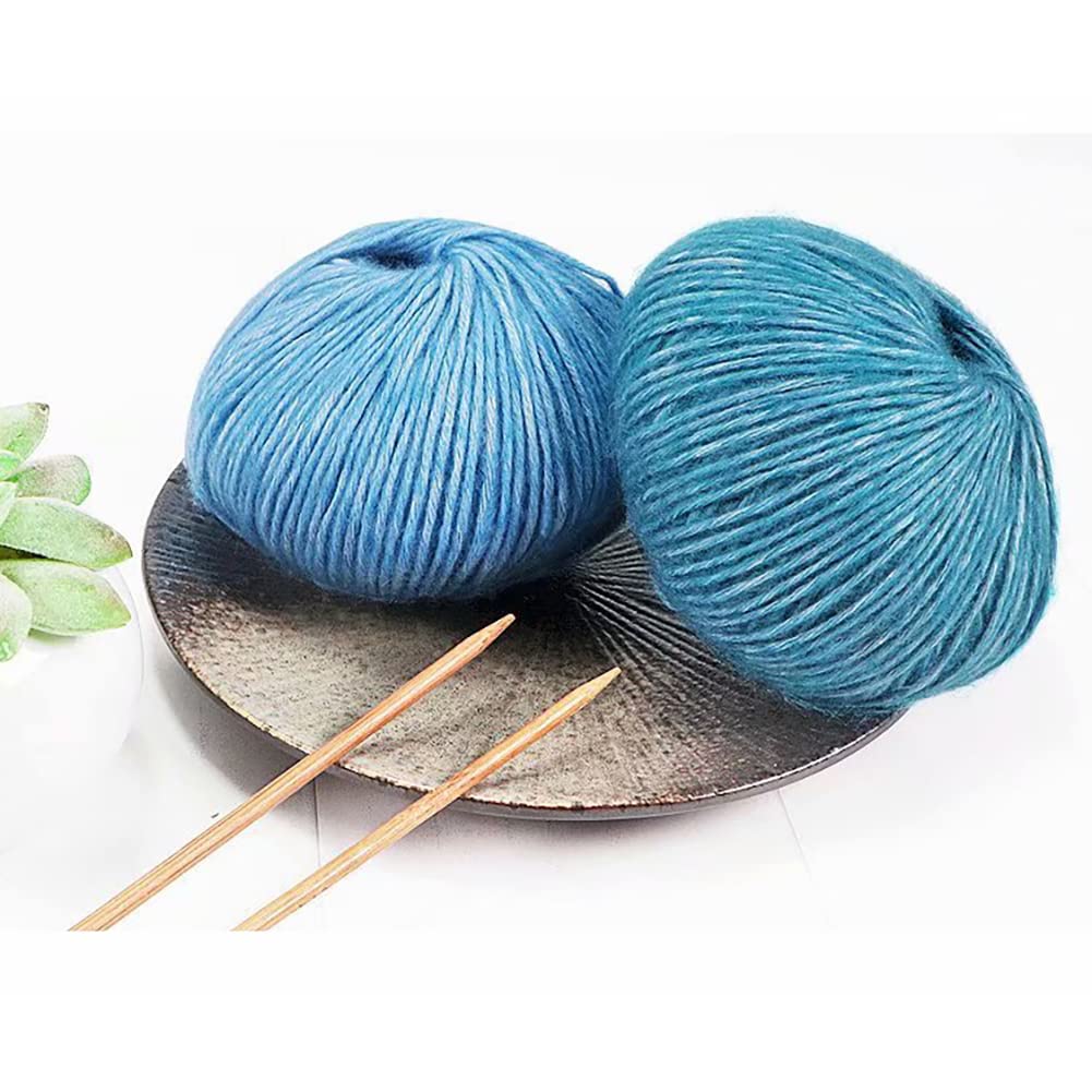 Knitted Yarn Skeins Handcrafting Cotton Yarns 50G Crocheting Yarn Soft Medium Thick Skeins Sweater Scarf Crochet Warm Wool Tools 400m Sweater Cotton Yarn 2 Rolls (Blue)