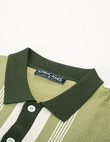 Mens 70s Shirt Short Sleeve Retro Shirts Vintage Stripe 50s Polo Tee Shirts