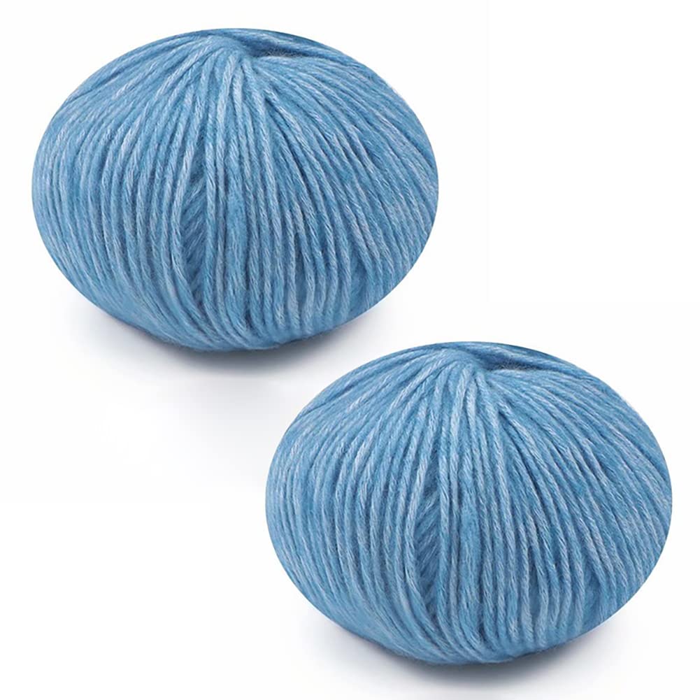 Knitted Yarn Skeins Handcrafting Cotton Yarns 50G Crocheting Yarn Soft Medium Thick Skeins Sweater Scarf Crochet Warm Wool Tools 400m Sweater Cotton Yarn 2 Rolls (Blue)