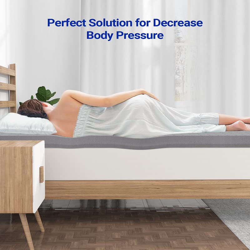 Maxzzz 3 Inch Memory Foam Mattress Topper Full Size, Medium Firm Bamboo Bed Mattress Topper, Ventilated Mattress Pad CertiPUR-US Certified Plush