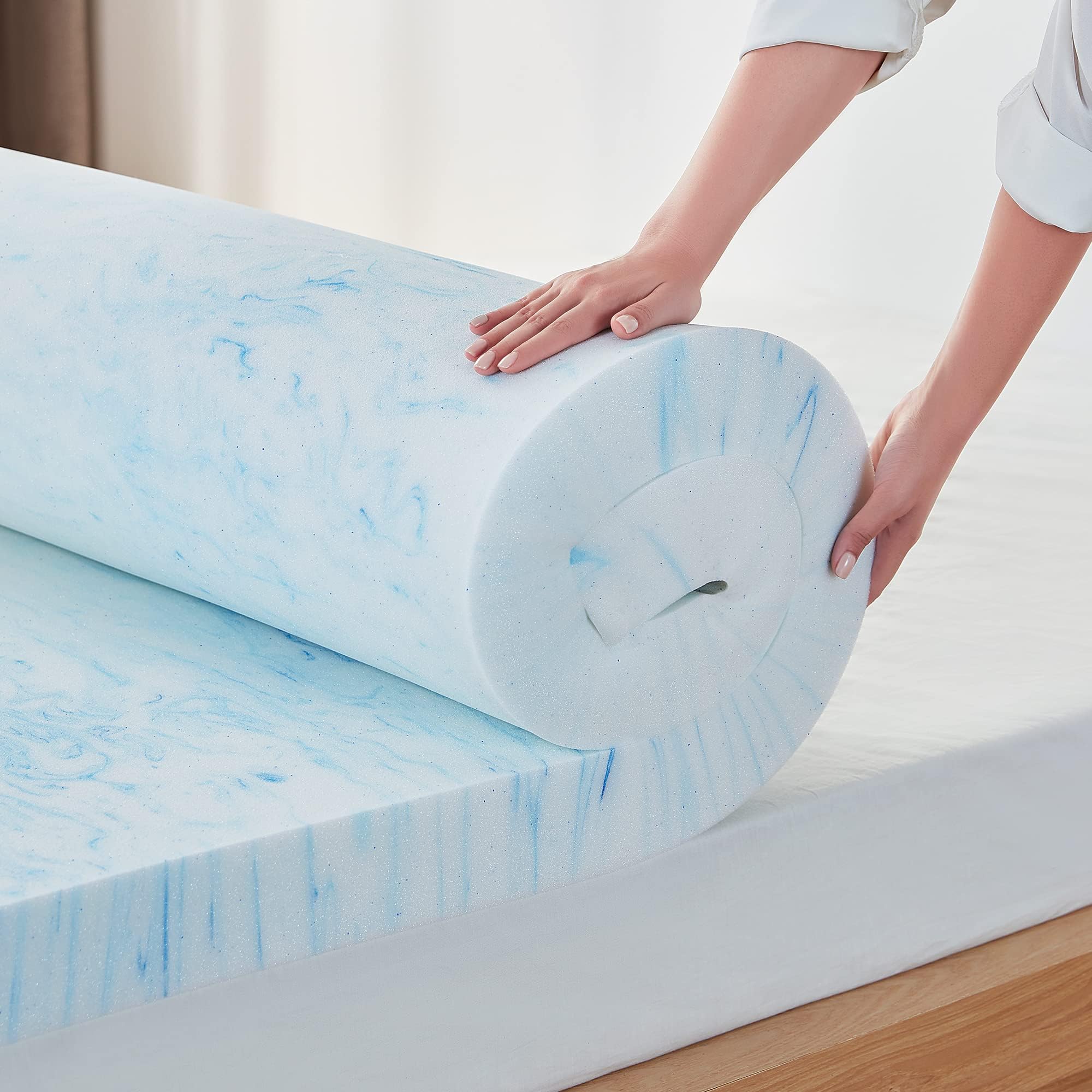 LINSY LIVING 3 Inch Mattress Topper Twin XL, Cooling Gel Infused Swirl Memory Foam, Soft Mattress Topper for Firm Mattress, CertiPUR-US Certified Bed Topper, XL Twin Size