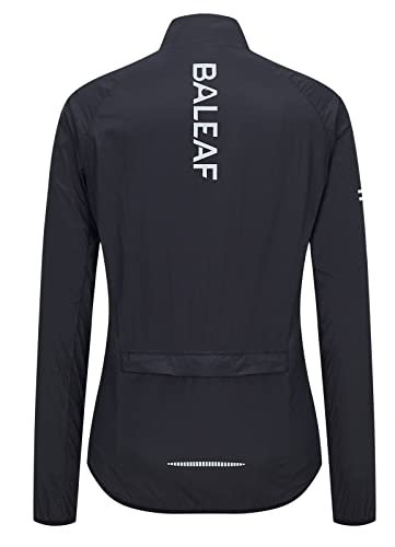baleaf Women's Cycling Jacket, Lightweight UPF40+ WindBreaker Water Resistant Full Zip Long Sleeve Running Hiking Black M