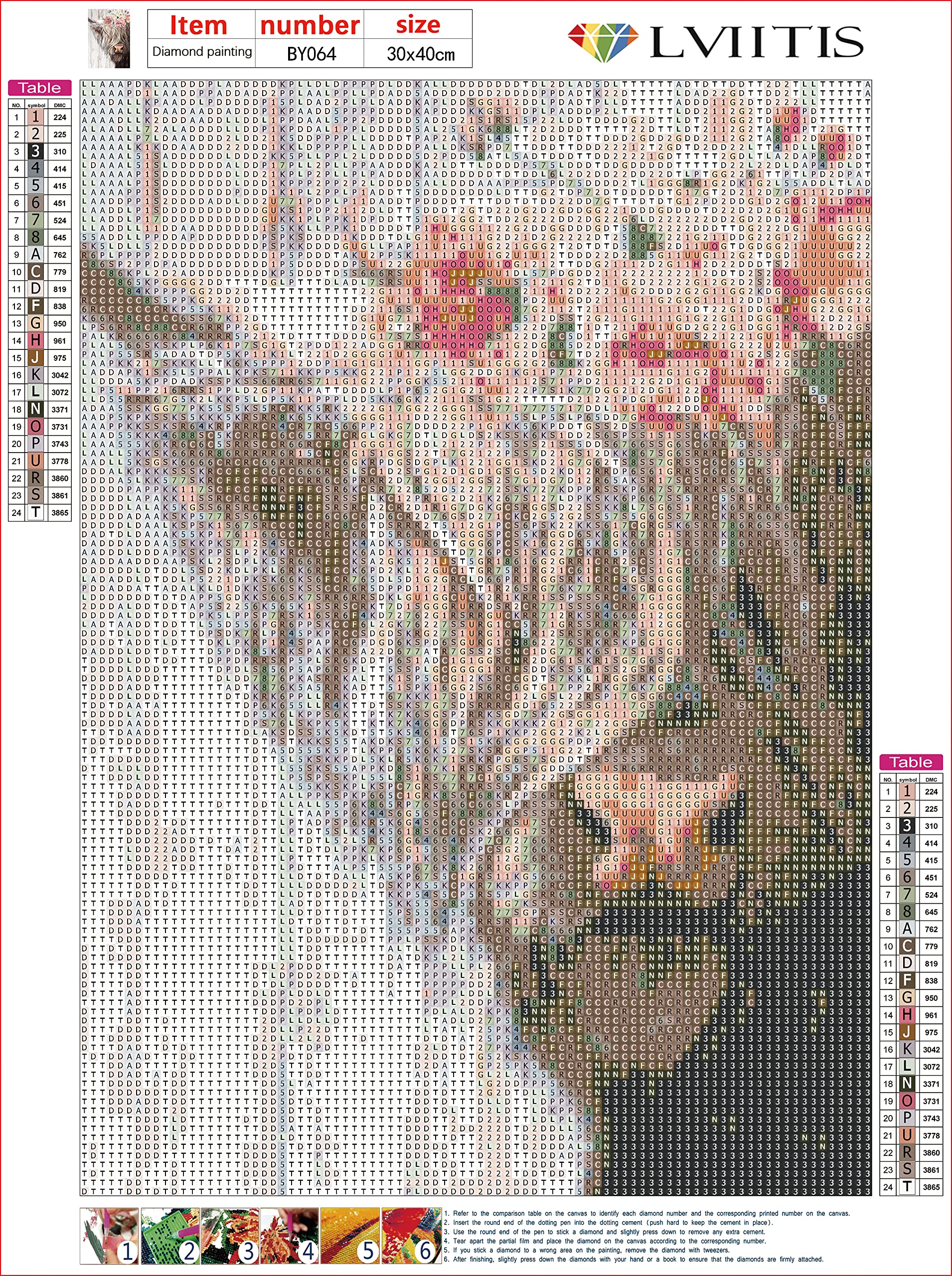 LVIITIS Diamond Painting Kit for Adults Beginner,5D Diamond Art Dots Kit for Adults,Paint with Gem for Home Wall Decor (Cow)