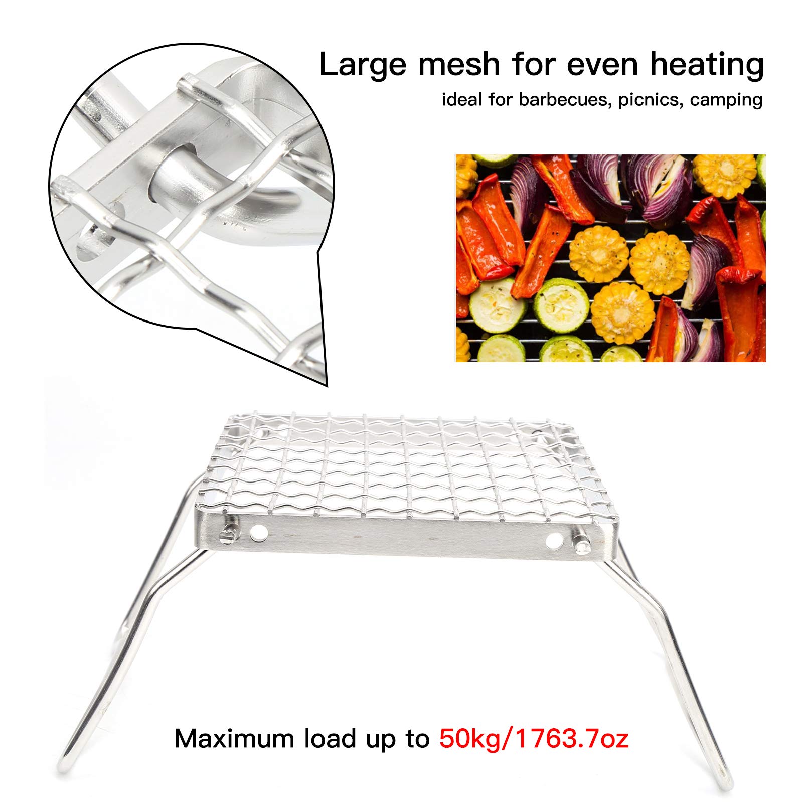 Barbecue Grill, Heavy Duty Portable with Legs Campfire Grill, with Carrying Bag for Backpacking Hiking