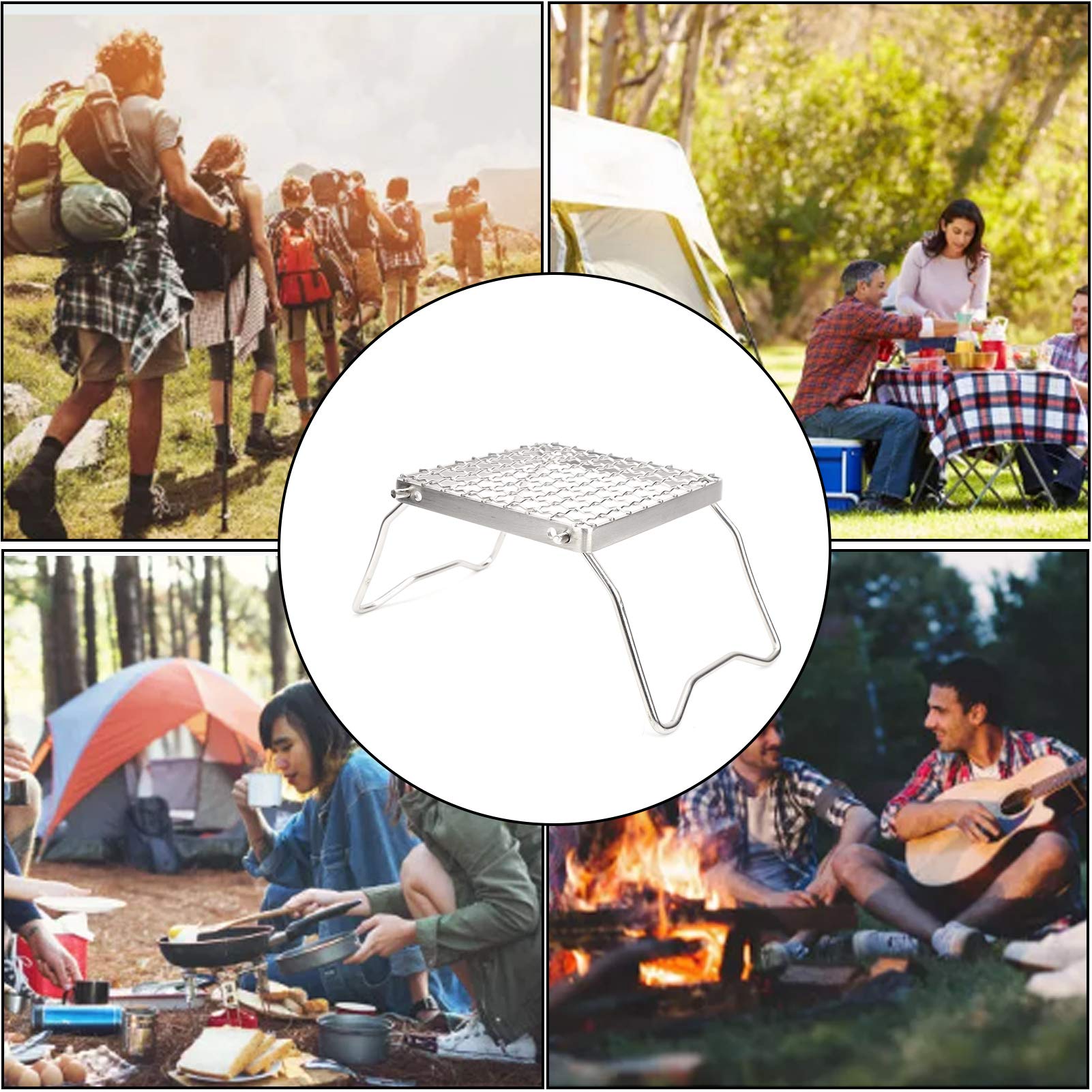 Barbecue Grill, Heavy Duty Portable with Legs Campfire Grill, with Carrying Bag for Backpacking Hiking