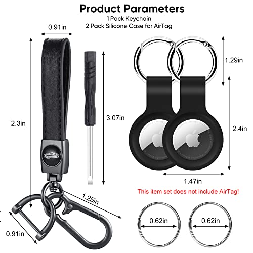 PICKBEAU 3 in 1 Leather Keychain for Men Women, Carabiner Key Ring Clip Car Key Chain With Anti Loss D-Ring
