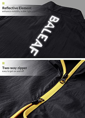 baleaf Women's Cycling Jacket, Lightweight UPF40+ WindBreaker Water Resistant Full Zip Long Sleeve Running Hiking Black M