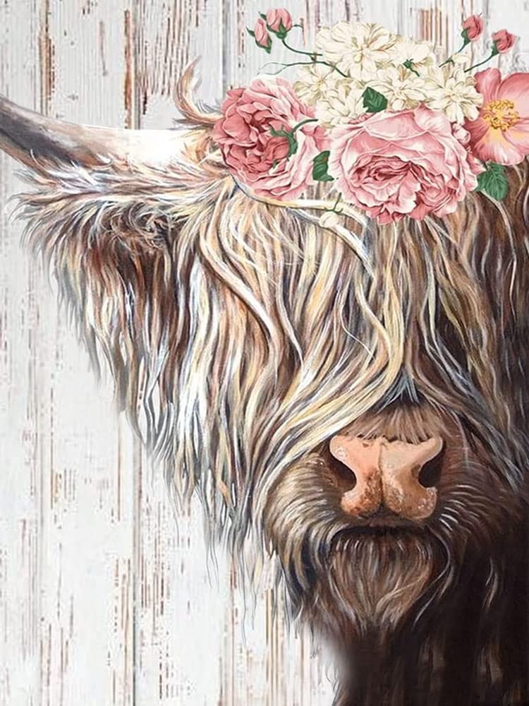 LVIITIS Diamond Painting Kit for Adults Beginner,5D Diamond Art Dots Kit for Adults,Paint with Gem for Home Wall Decor (Cow)