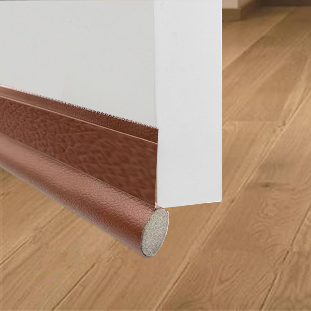 Under Door Draft Stoppers 36 Inch Weatherproofing Door Seal Strip, Door Draft Blocker Sound Proof Draft Guard Noice Reduction Fits for Interior/Exterior Doors (Brown)