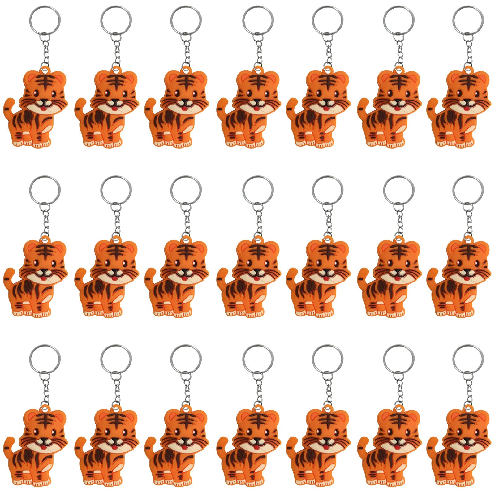 iMagitek 24 Pack Tiger Keychains Safari Animal Keychains for Tiger Themed Party Favors, Jungle Safari Party Favors, Kids Birthday Party Bag Fillers, School Carnival Rewards