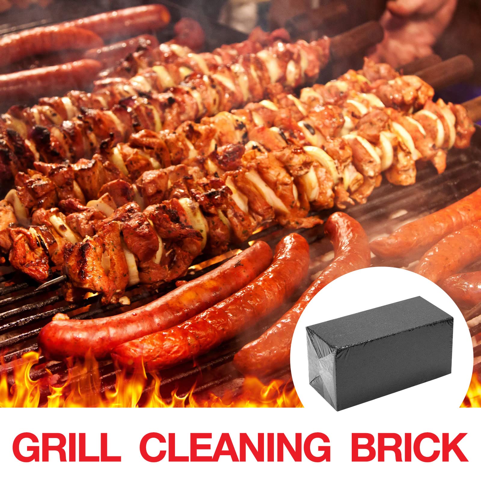 10 Pieces Commercial Grade Grill Cleaning Brick Bulk Heavy Duty Pumice Stone Brick Cleaning Grill Stone Reusable for Home Restaurant Griddles, Flat Top and BBQ Grates Outdoor Cleans(Black)