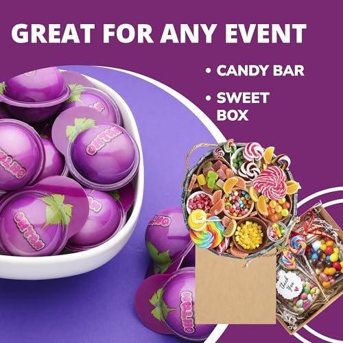 Gummy Candy - Large Jelly Filled Gummies - Grape Candies Filled with Grape Jam - 17 Pcs Individually Wrapped Chewy Candy Gummies in Jar - 1.18 Inches Big Fun Kids Candy - Easter Egg Stuffers