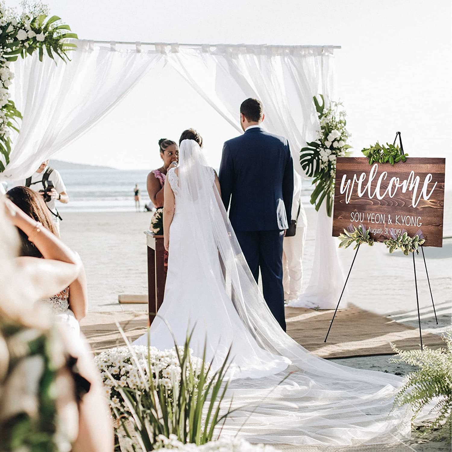 2 Pack Easel Stand for Display Wedding Sign & Poster - 63 Inches Tall Easels for Display - with Bag Collapsable Portable Poster Easle - Large Floor Adjustable Metal Easel Tripod Black