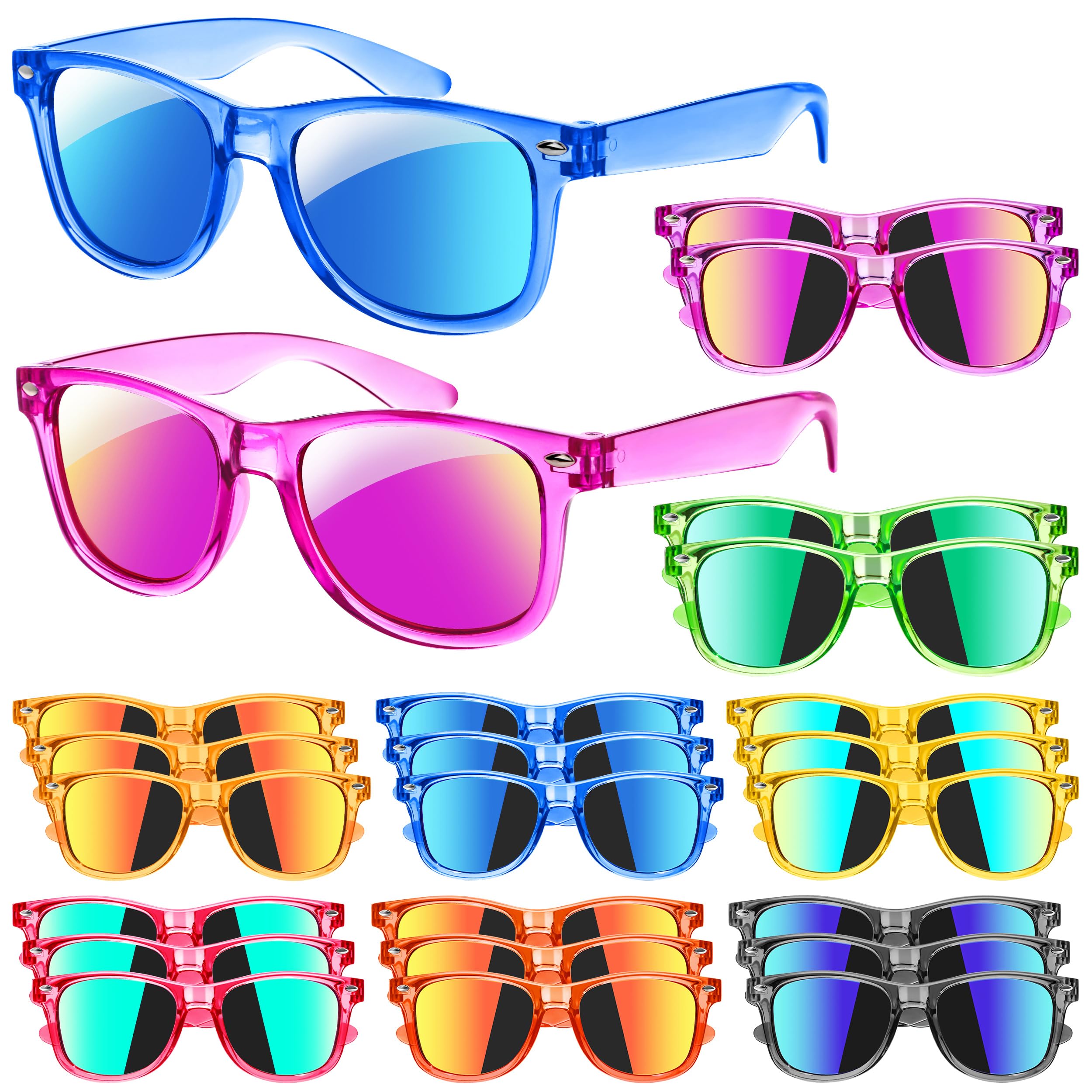 GIFTINBOX 24Pack Kids Sunglasse Bulk for Kids ,Great Gifts Party Favors For Kids 4-8 & 3-5, Translucent Sunglasses with UV400 Protection, Beach Pool Birthday Party Supplies