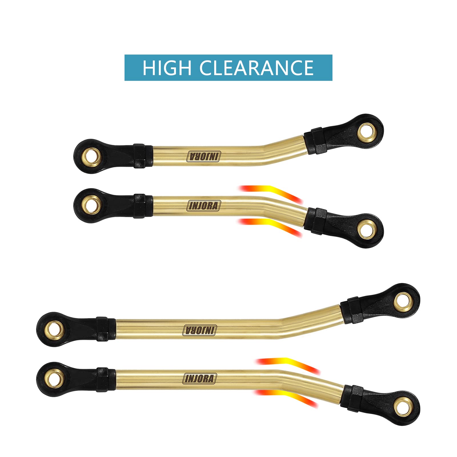 INJORA Brass High Clearance Links Set for TRX4M Bronco Defender 1/18 RC Crawler Upgrade Parts, 38g/Set