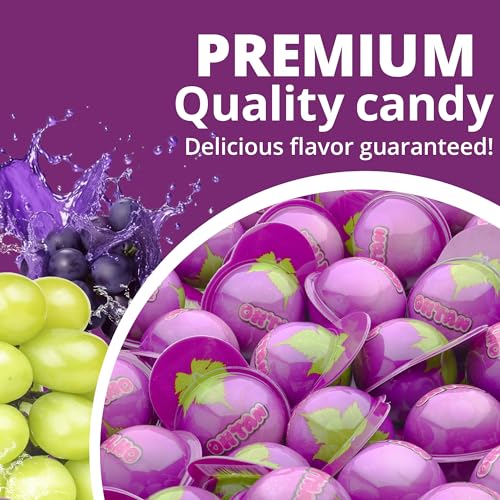 Gummy Candy - Large Jelly Filled Gummies - Grape Candies Filled with Grape Jam - 17 Pcs Individually Wrapped Chewy Candy Gummies in Jar - 1.18 Inches Big Fun Kids Candy - Easter Egg Stuffers