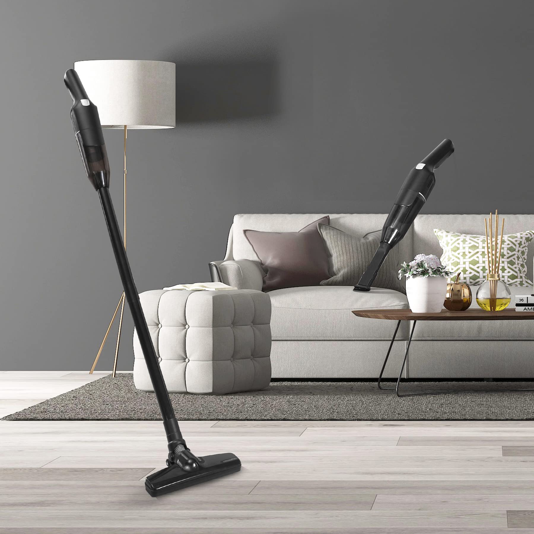 REECOO Handheld Vacuum Cleaner Cordless Upright Vacuum Cleaner Lightweight Rechargeable Vacuum Portable Car Vacuum Mini Floor Cleaner for Home & Car Cleaning