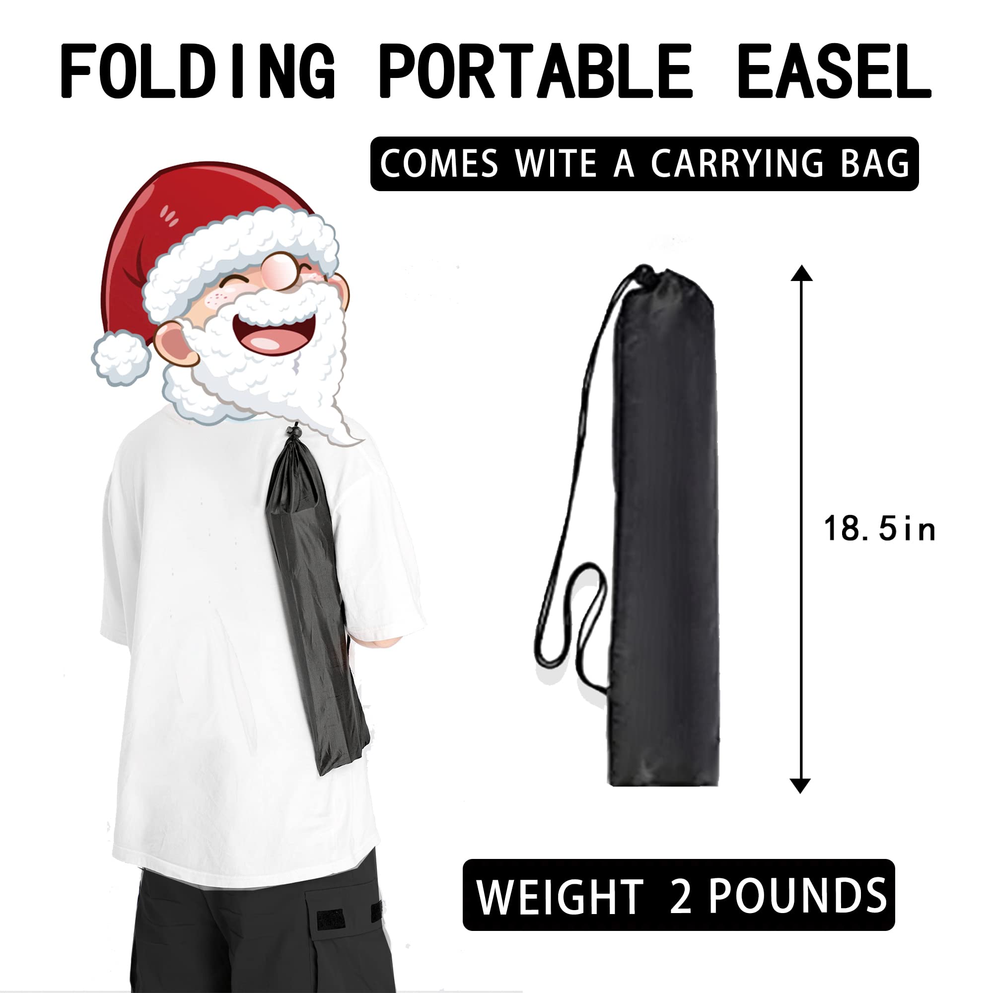 2 Pack Easel Stand for Display Wedding Sign & Poster - 63 Inches Tall Easels for Display - with Bag Collapsable Portable Poster Easle - Large Floor Adjustable Metal Easel Tripod Black