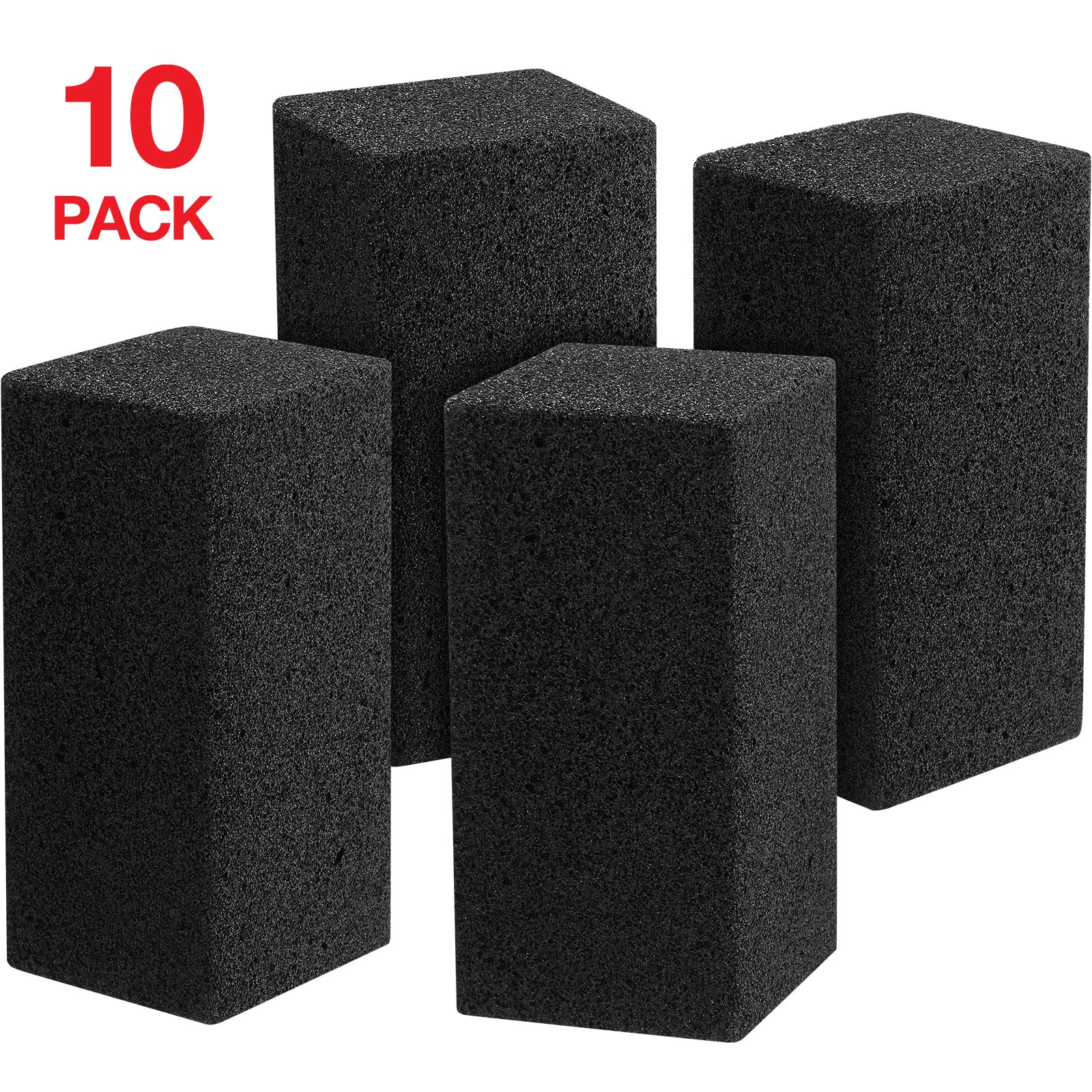 10 Pieces Commercial Grade Grill Cleaning Brick Bulk Heavy Duty Pumice Stone Brick Cleaning Grill Stone Reusable for Home Restaurant Griddles, Flat Top and BBQ Grates Outdoor Cleans(Black)
