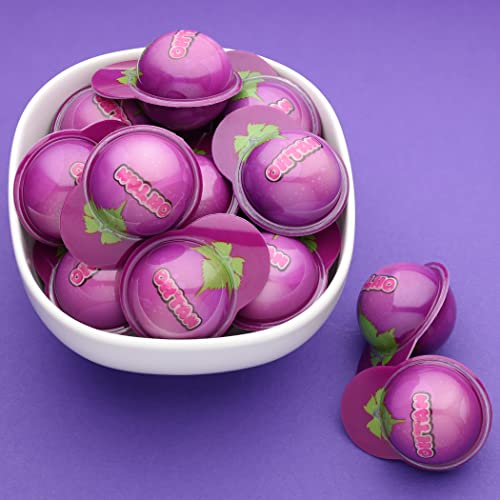 Gummy Candy - Large Jelly Filled Gummies - Grape Candies Filled with Grape Jam - 17 Pcs Individually Wrapped Chewy Candy Gummies in Jar - 1.18 Inches Big Fun Kids Candy - Easter Egg Stuffers