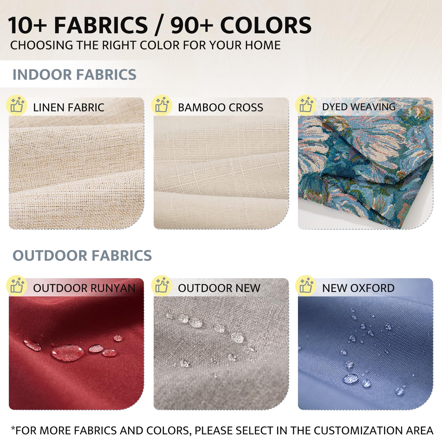 mudilun Custom Cushion Covers Replaceable Water Proof Bench Cushion Cover with Ties/Anti-Slip Bottom/Piping Patio Cushion Covers 100+Colors (Custom Size)