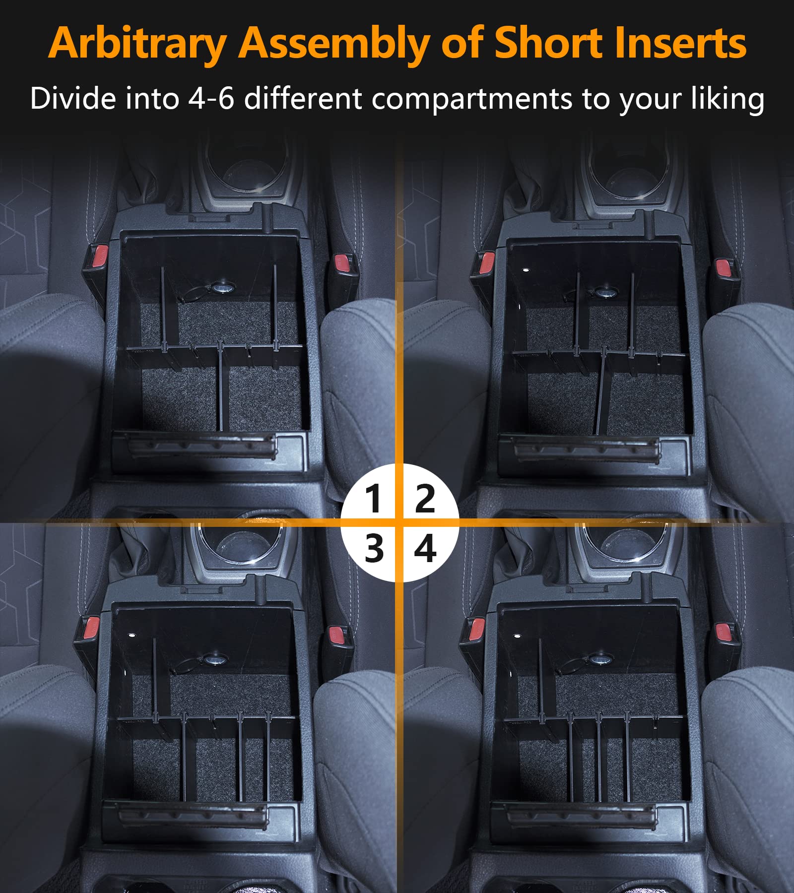 SPEAK1BY1 Dividers for Tacoma Center Console Divider 2016-2023, for 2022 2023 Tacoma Center Console Organizer Bottom Compartment, for 3rd Gen Tacoma Interior Accessories DIY Insert Parts