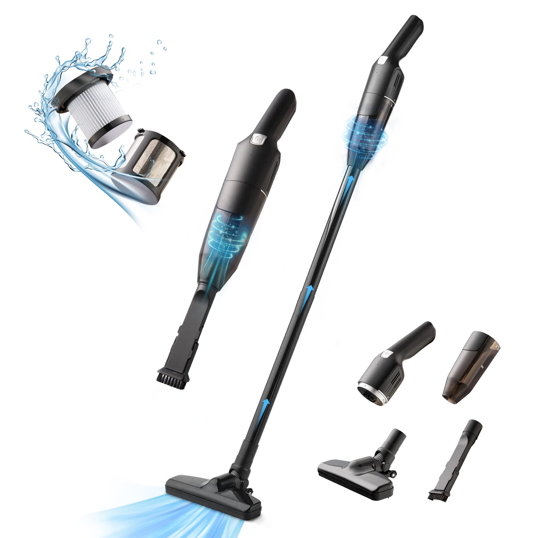 REECOO Handheld Vacuum Cleaner Cordless Upright Vacuum Cleaner Lightweight Rechargeable Vacuum Portable Car Vacuum Mini Floor Cleaner for Home & Car Cleaning